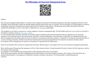 Case Study On Classroom Management | PDF