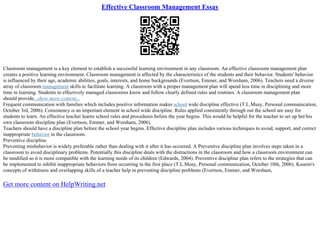 Case Study On Classroom Management | PDF