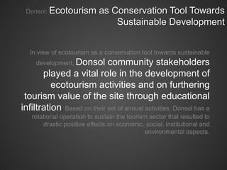 Case study on community based ecotourism activities in donsol, sorsogon ...