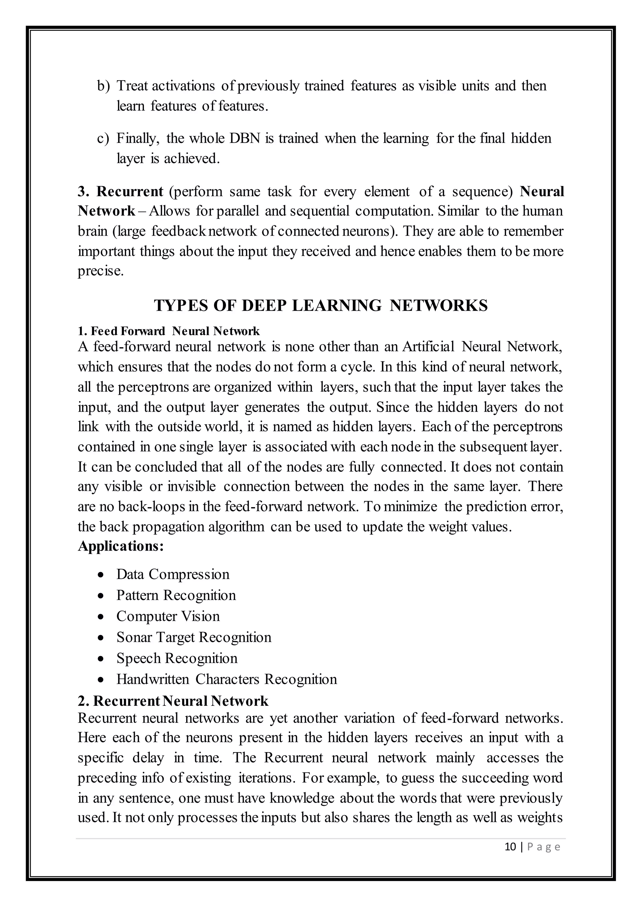 Case study on deep learning | DOCX