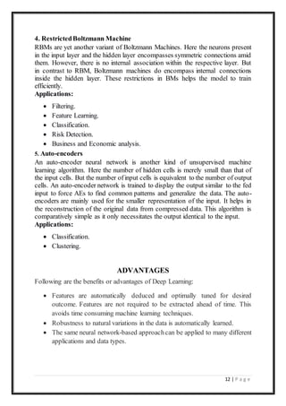 Case study on deep learning | DOCX