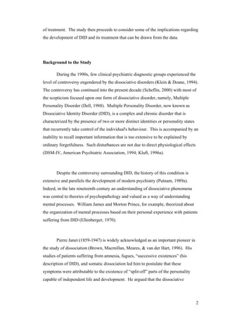 Case Study on Dissociative Identity Disorder Sample | PDF