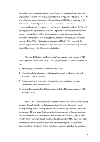 Case Study on Dissociative Identity Disorder Sample | PDF