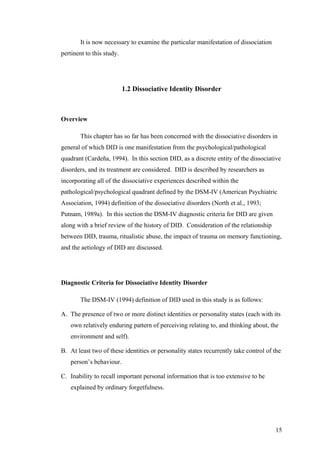 Case Study on Dissociative Identity Disorder Sample | PDF