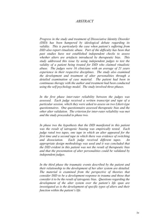 Case Study on Dissociative Identity Disorder Sample | PDF