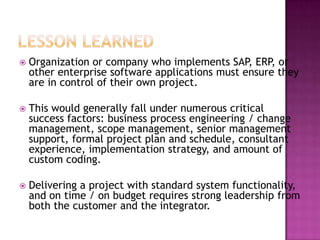 Case study on erp failures | PPTX