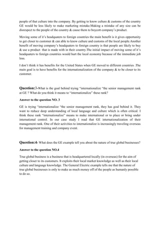 Case study on globalization at general electric | DOCX