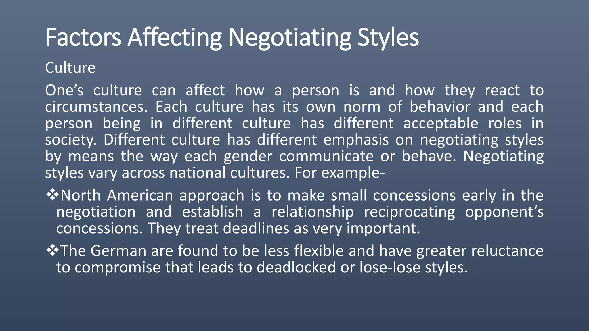 Case study on impact of personality, culture and gender on negotiation ...