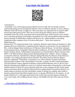 Case Study On Marriott | PDF