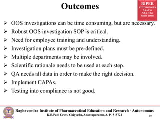Case study on Out of Specification (OOS). | PPTX