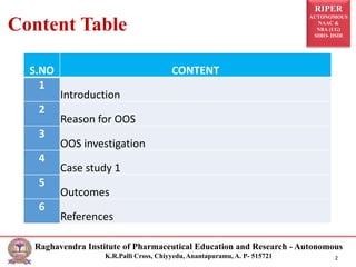 Case study on Out of Specification (OOS). | PPTX