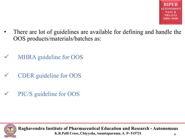 Case study on Out of Specification (OOS). | PPTX