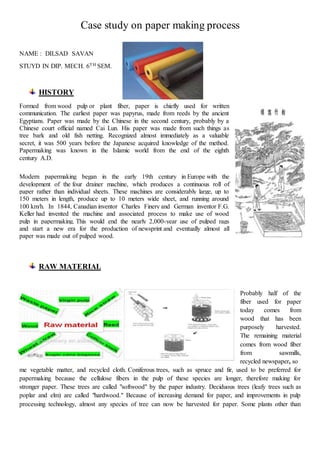 Case study on paper making process | DOCX