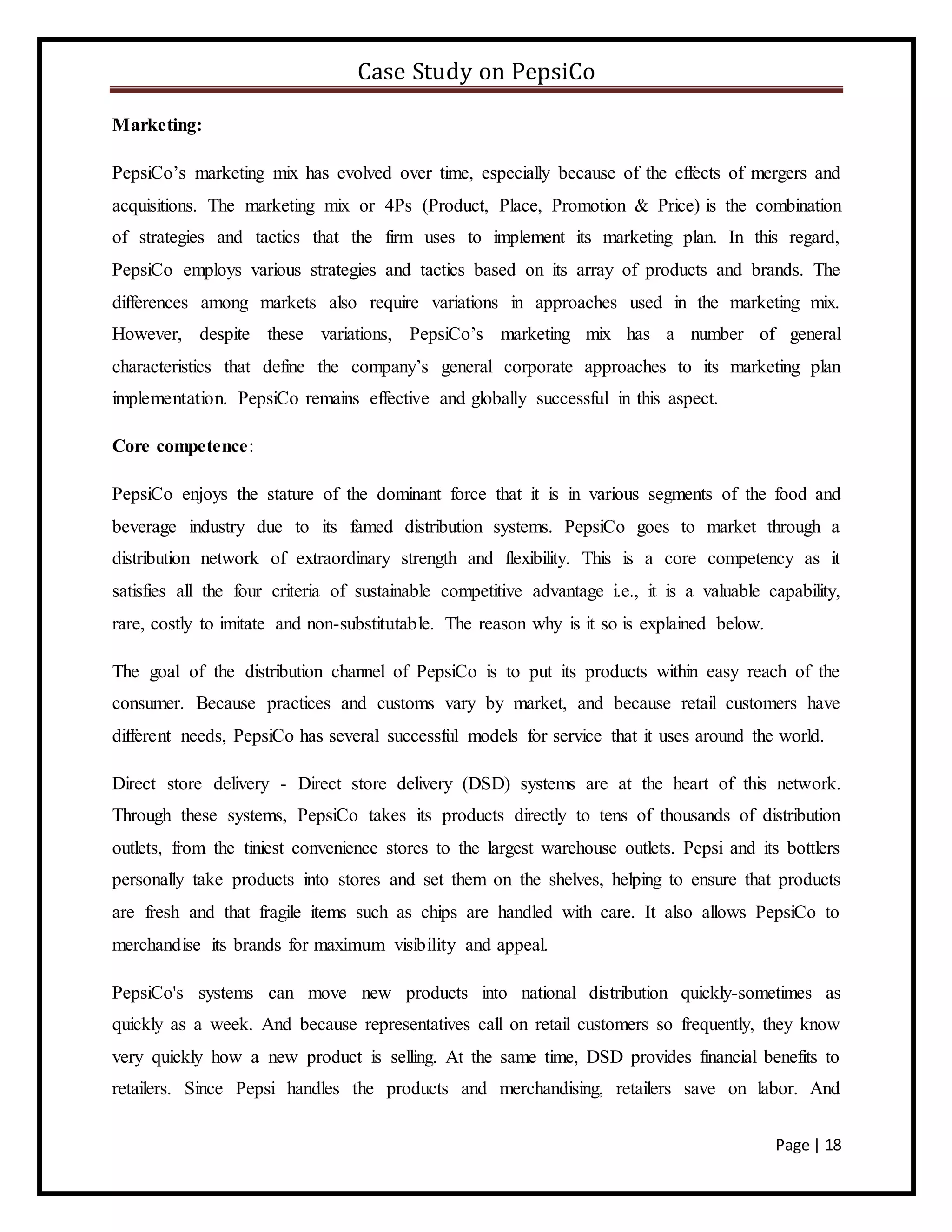 Case study on pepsi co | DOCX