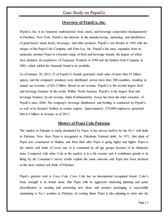 Case study on pepsi co | DOCX
