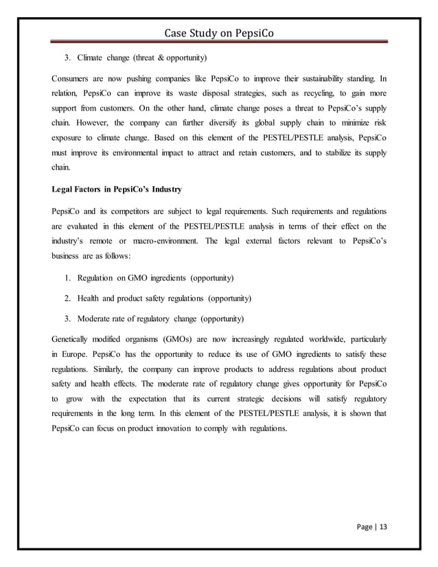 Case study on pepsi co | DOCX