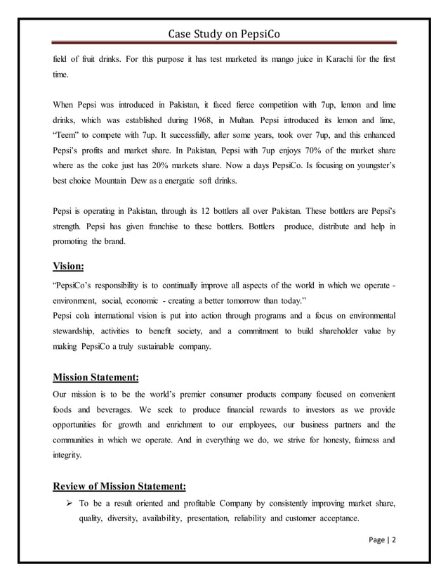 Case study on pepsi co | DOCX