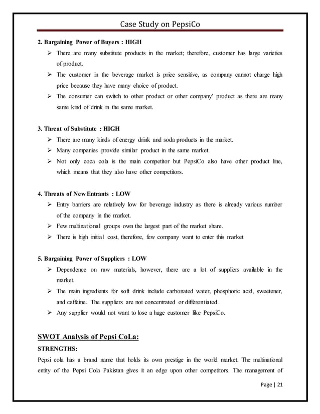 Case study on pepsi co | DOCX