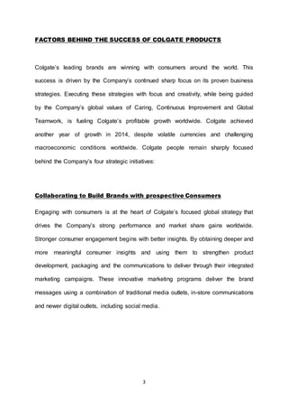 CASE STUDY ON THE FACTORS THAT LEAD TO THE GLORY OF COLGATE BRAND | DOCX