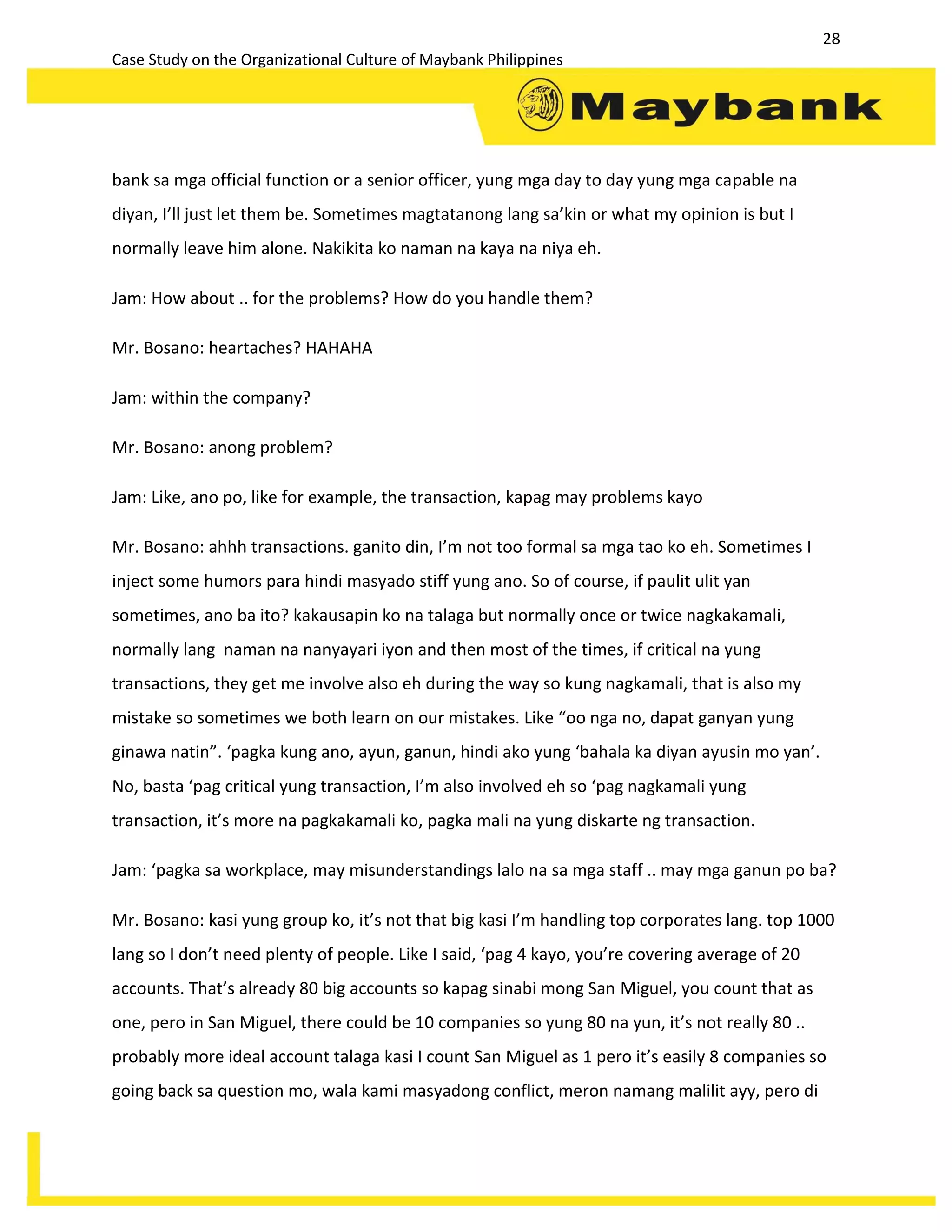 Case study on the organizational culture of maybank philippines | PDF