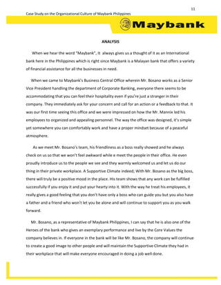 Case study on the organizational culture of maybank philippines | PDF