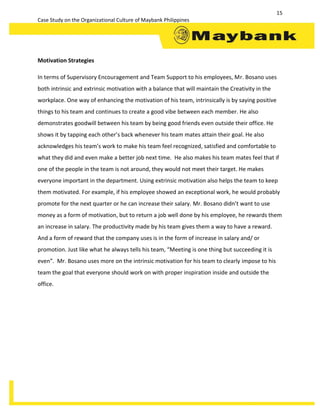 Case study on the organizational culture of maybank philippines | PDF