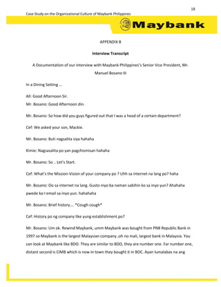 Case study on the organizational culture of maybank philippines | PDF