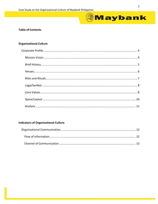 Case study on the organizational culture of maybank philippines | PDF