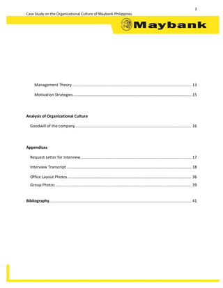 Case study on the organizational culture of maybank philippines | PDF