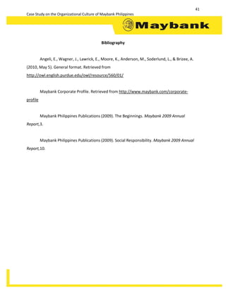 Case study on the organizational culture of maybank philippines | PDF