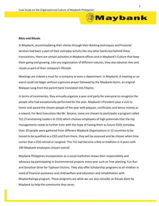 Case study on the organizational culture of maybank philippines | PDF