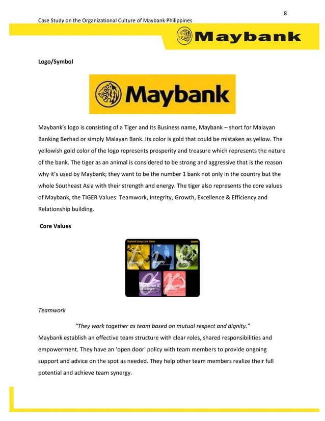 Case study on the organizational culture of maybank philippines | PDF ...
