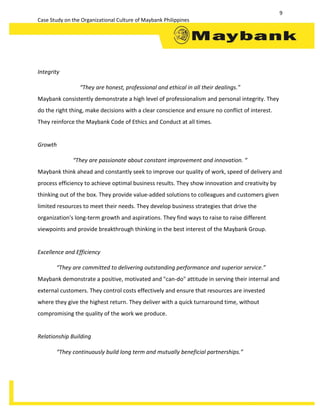 Case study on the organizational culture of maybank philippines | PDF