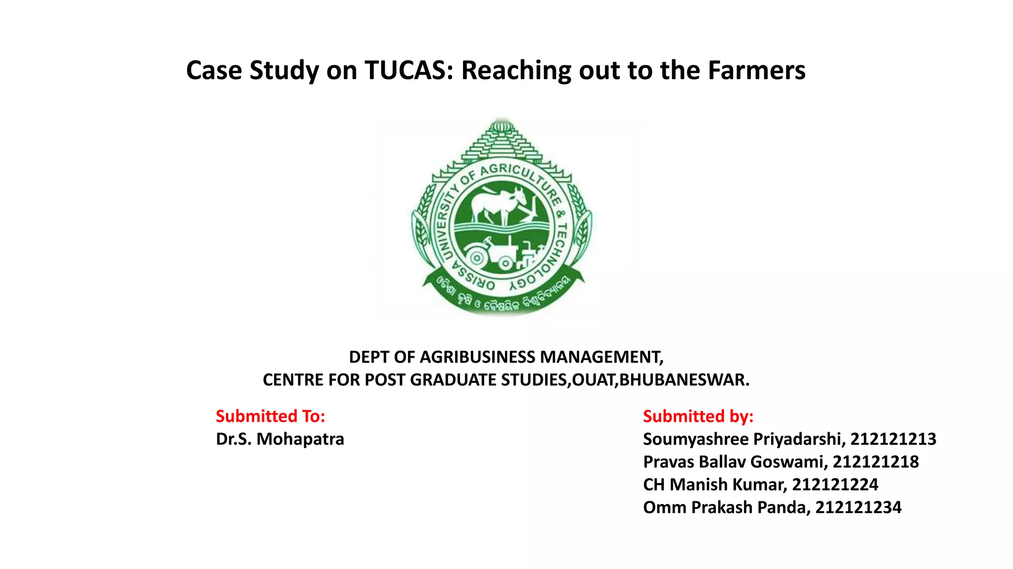 Case Study on Thudiyalur Co-operative Agriculture Services Limited ...