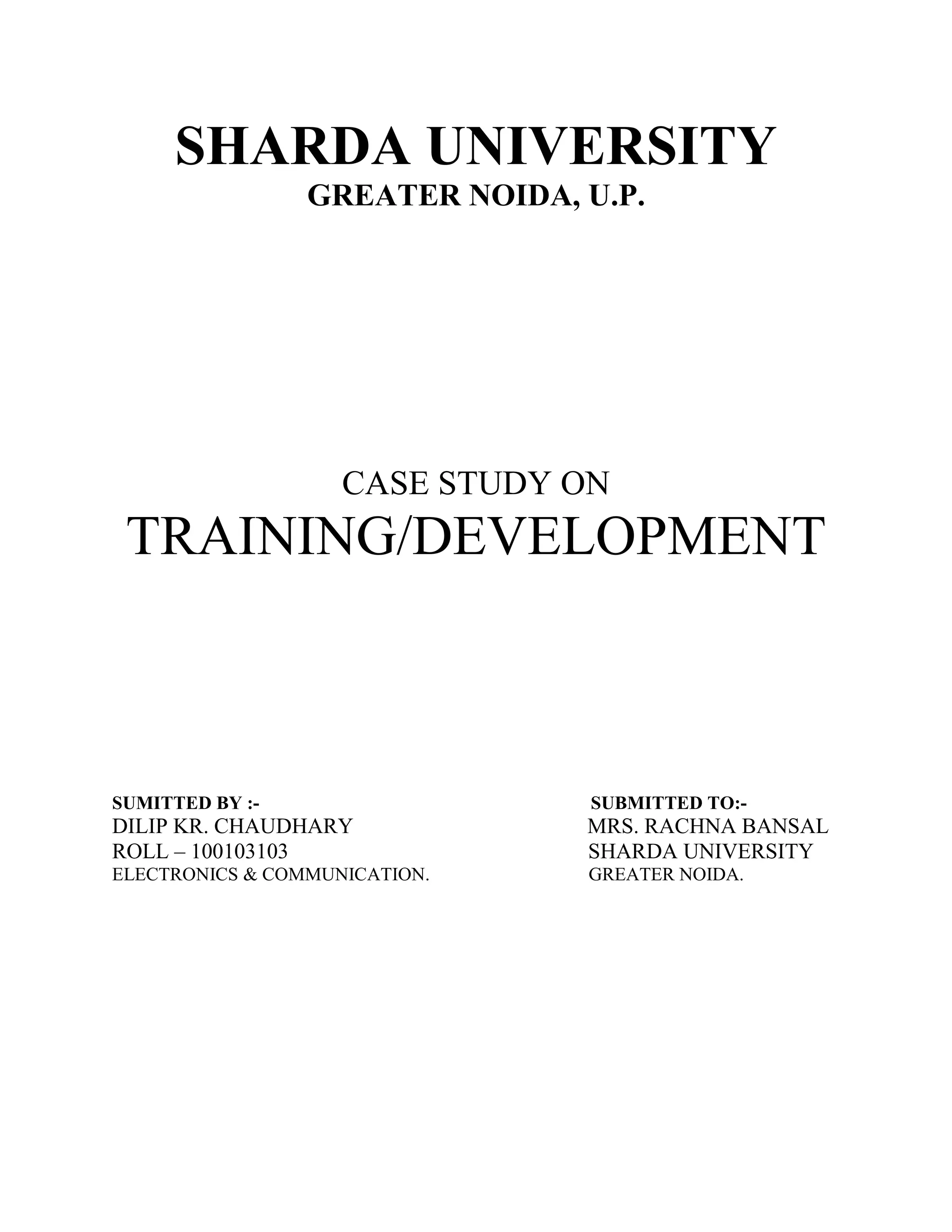 Case study on training and developement | DOCX