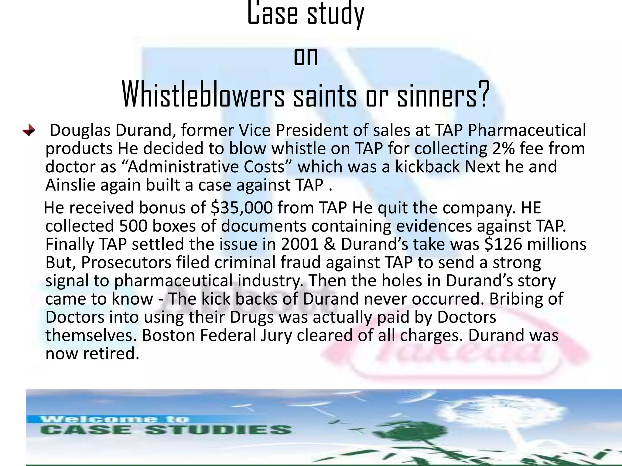 Case study on whistleblowing | PPTX