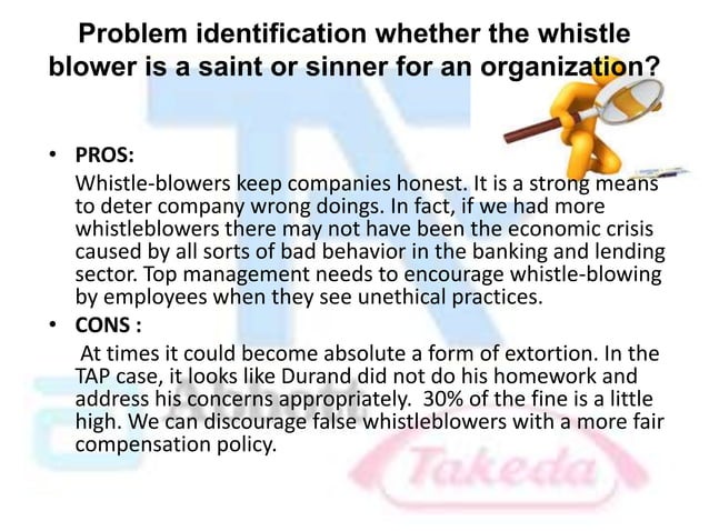 Case study on whistleblowing | PPTX | Business | Business and Finance