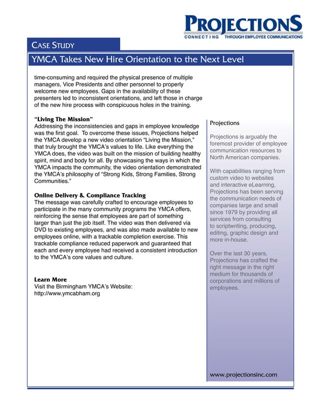 YMCA Takes New Hire Orientation to the Next Level | PDF