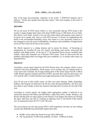 Case study of OYO ROOMS | PDF