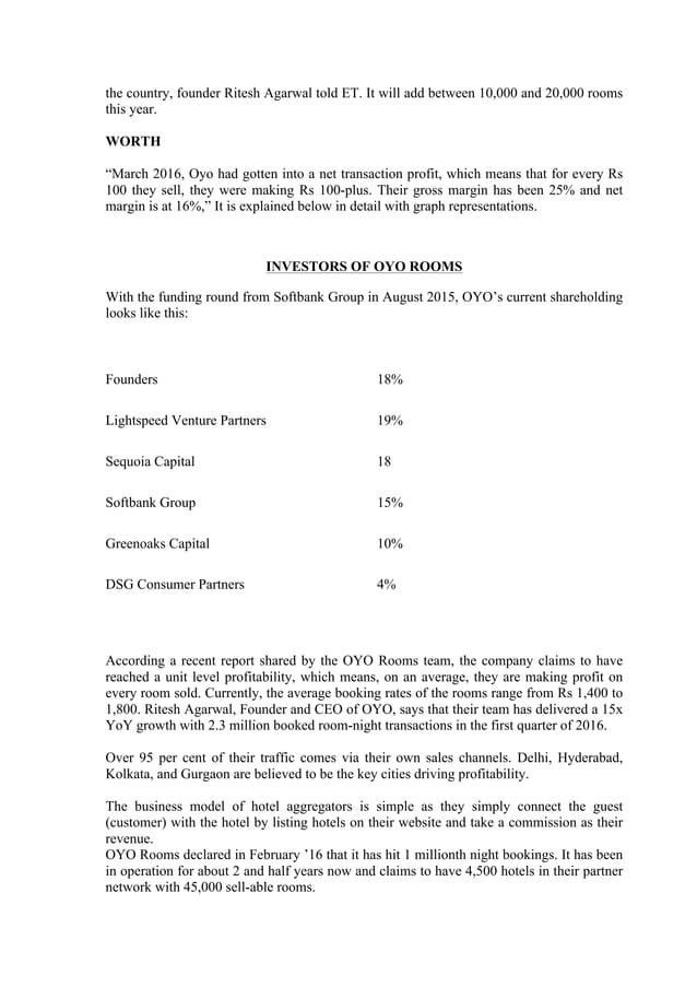 Case study of OYO ROOMS | PDF | Hospitality Industry | Industries