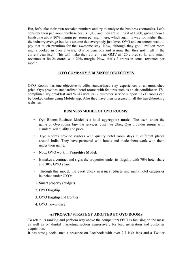 Case study of OYO ROOMS | PDF | Hospitality Industry | Industries
