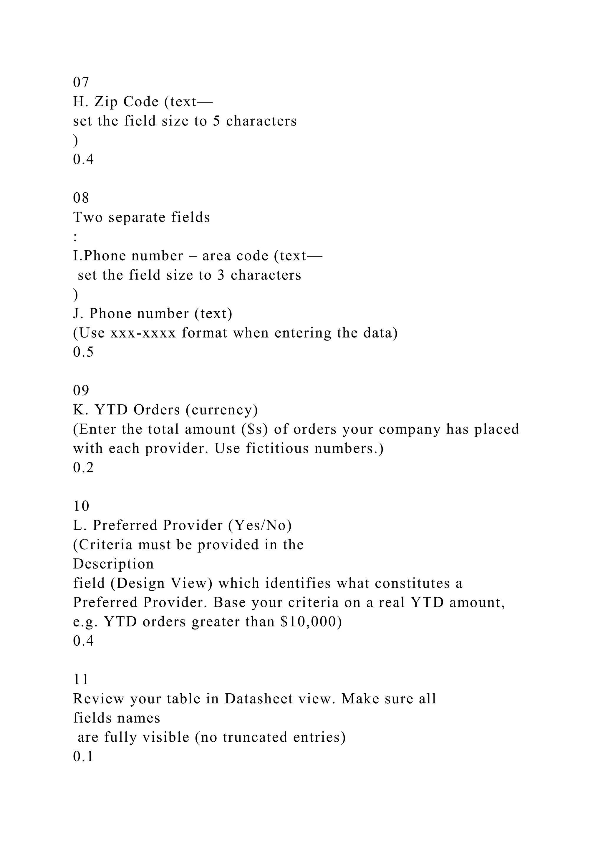 Case Study Part 2 - Provider Database (Access) AssignmentsPart.docx