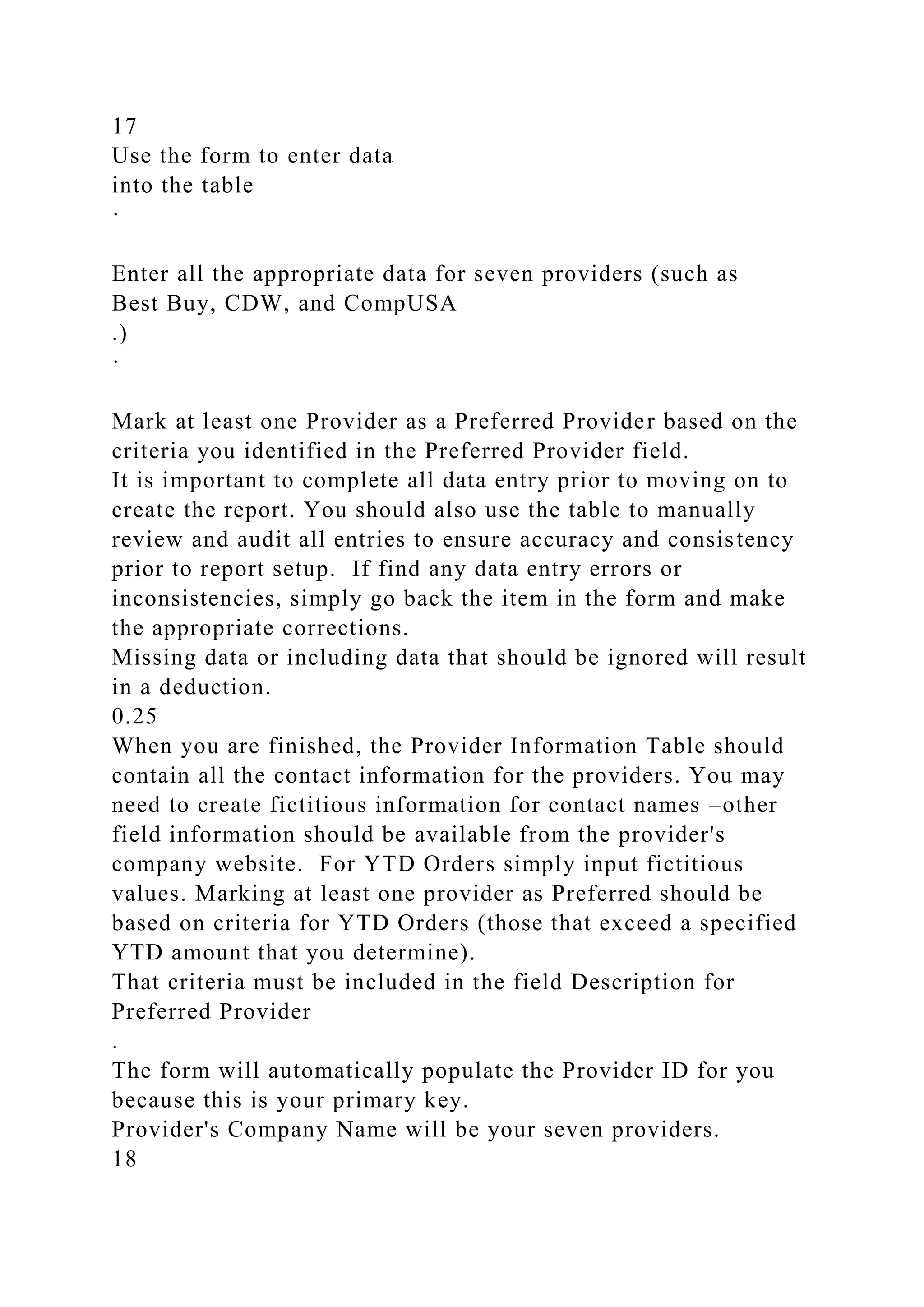 Case Study Part 2 - Provider Database (Access) AssignmentsPart.docx