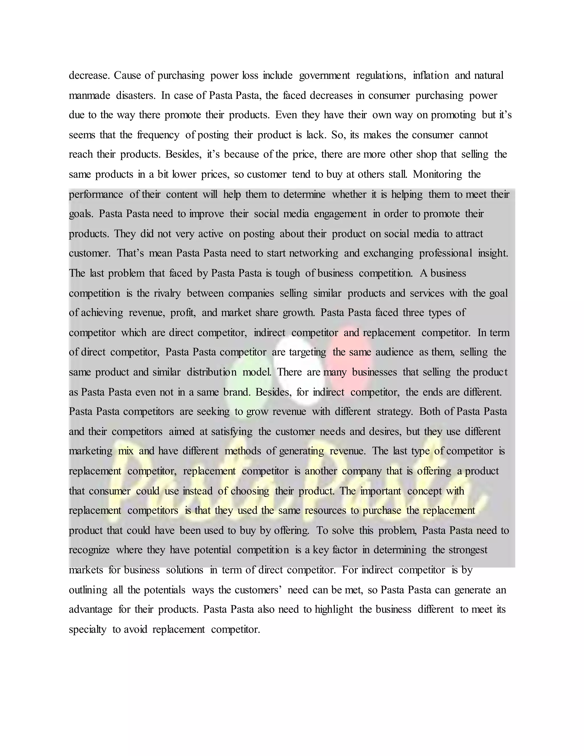 CASE STUDY ENT530 (PASTA PASTA) | DOCX