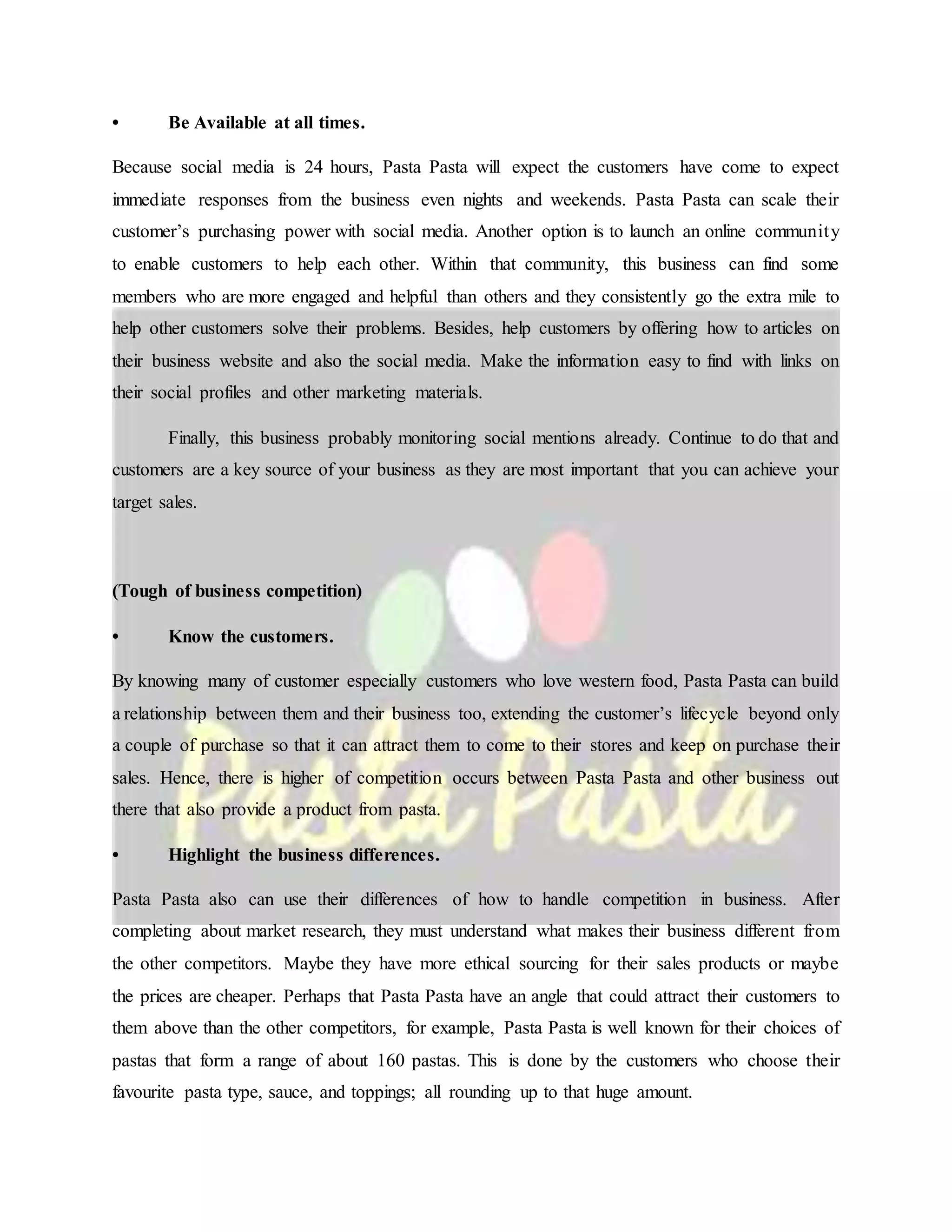 CASE STUDY ENT530 (PASTA PASTA) | DOCX