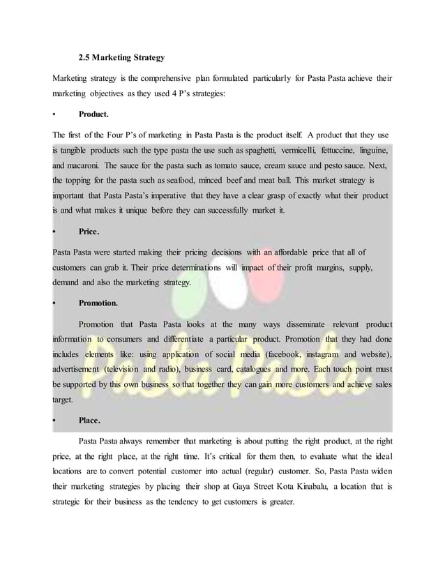 CASE STUDY ENT530 (PASTA PASTA) | DOCX