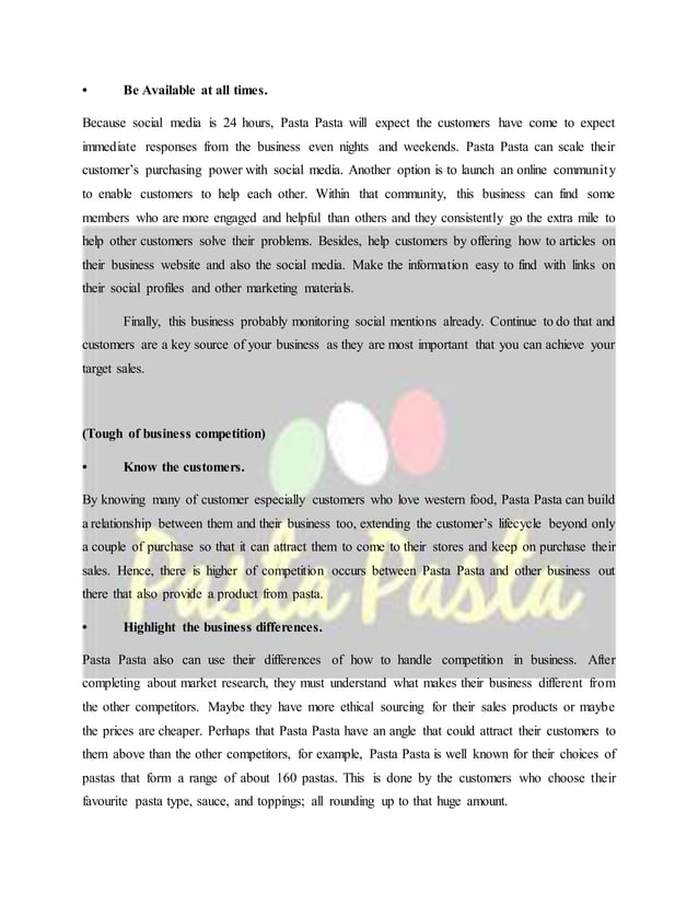 CASE STUDY ENT530 (PASTA PASTA) | DOCX