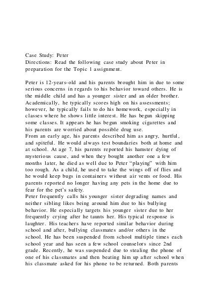 Case Study PeterDirections Read the following case study a | PDF