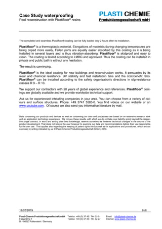 Plastifloor Case study pool reconstruction | PDF