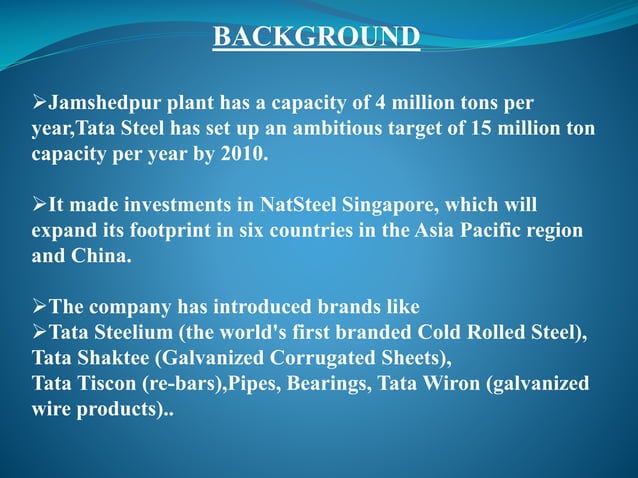 Case study of tata steel ppt | PPTX
